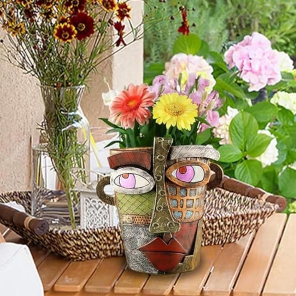 Brutalist Abstract Beauty Face Flower Pot Abstract Head Planter Pots ...