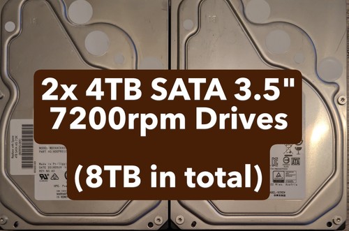 2x 4TB (8TB Total storage) 3.5" SATA HDD 7200rpm Internal Hard Drive ...
