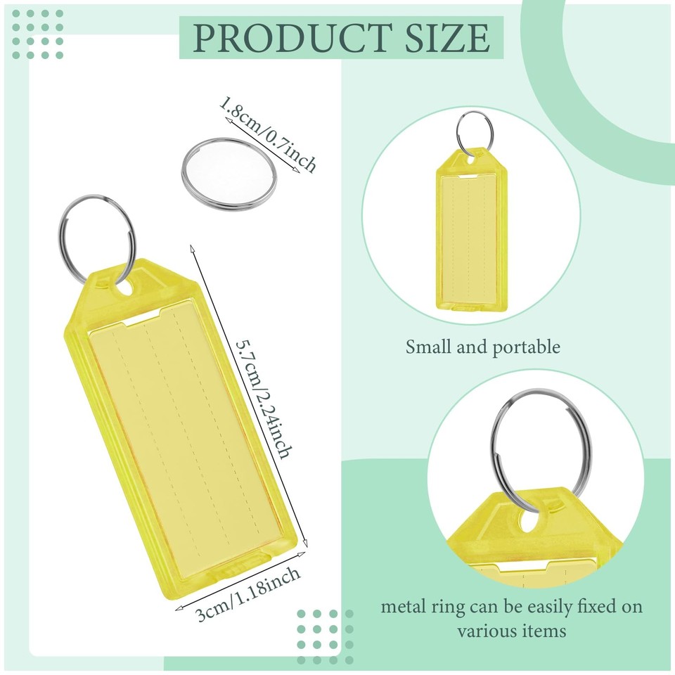 50 Pcs Plastic Key Tags with Labels, Key Labels with Ring and Label ...