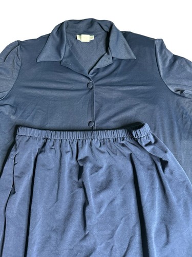 Charles Keath Long Sleeve Shirt And Skirt Size Large Dark Blue 93% ...