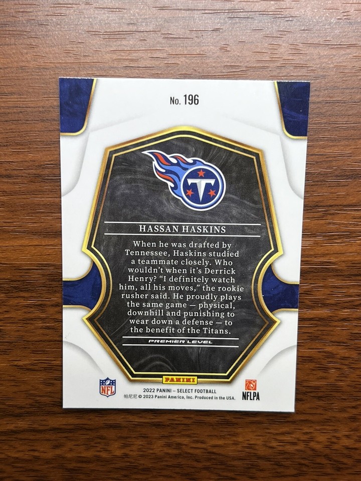 2022 Select Hassan Haskins ROOKIE #196 Panini Tennessee Titans Premier ...