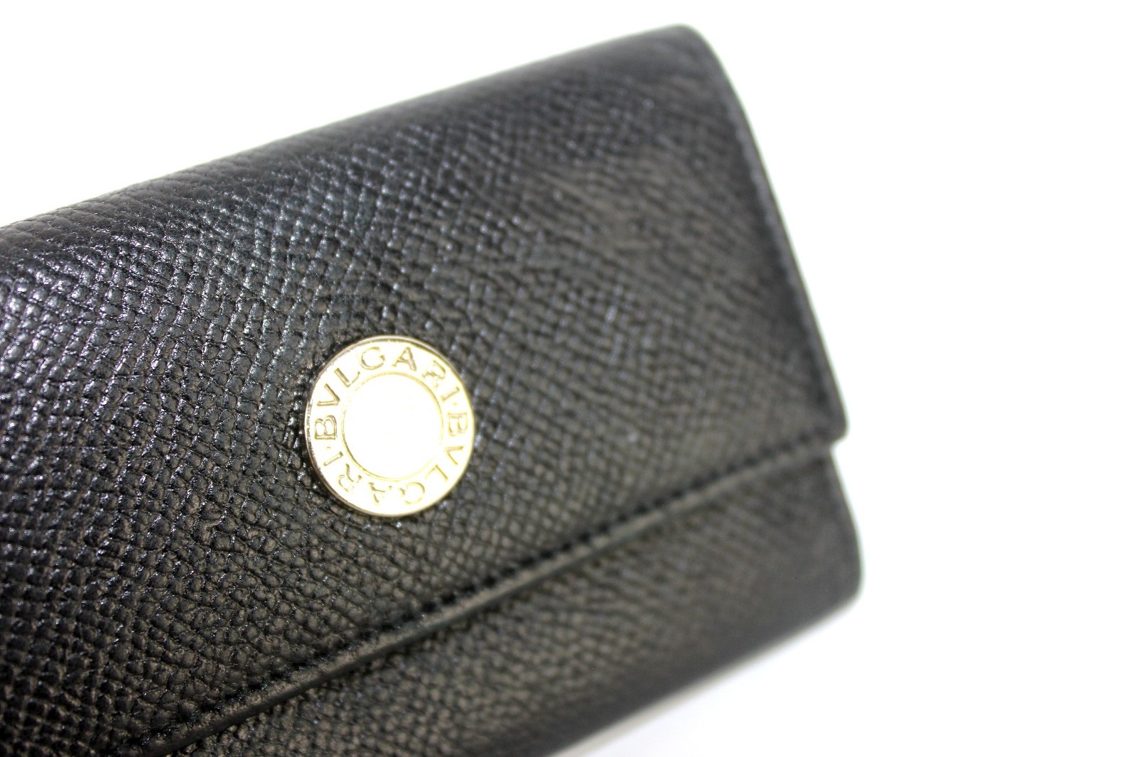 AUTHENTIC BVLGARI BLACK LEATHER 5 HOOKS KEY HOLDER KEY CASE ITALY GOOD ...