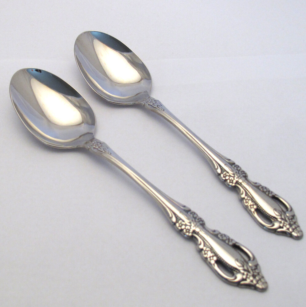 `Oneida Raphael Oval Soup Spoons Stainless Steel USA Glossy Set of Two ...