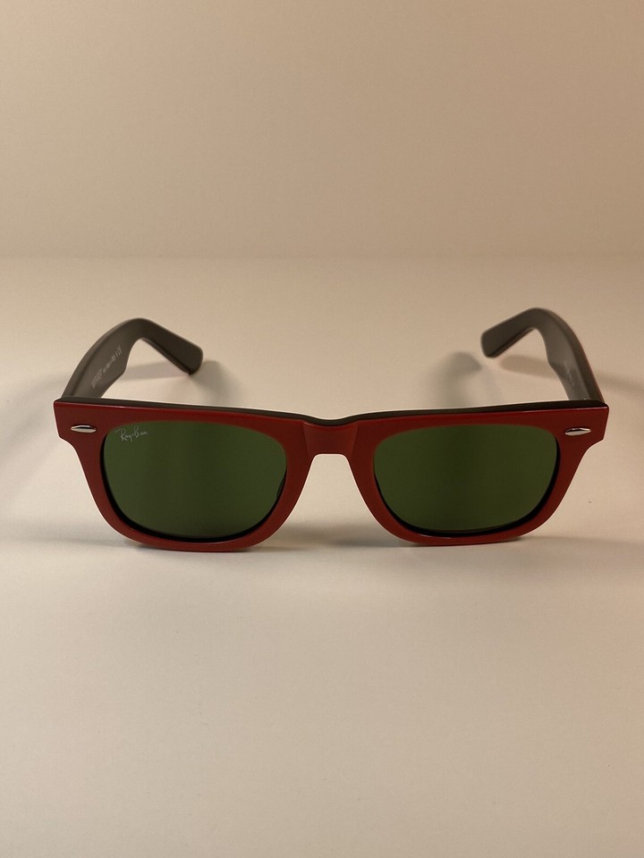 Ray-Ban Wayfarer Red On Black/ Green Lenses Model 2140 955 54mm | eBay