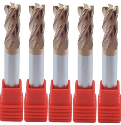 5pcs 8mm Solid Carbide End Mill 4 Flute HRC55 D8 x 60 -4F TiSiN Coat ...