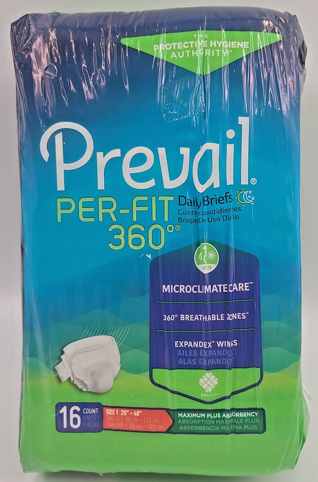 Prevail Per-Fit 360 Max Plus Adult Daily Briefs 16 ct. Unisex Size 1 ...