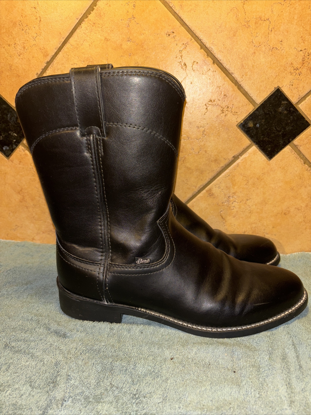 EUC Justin JB3000 Leather Cowboy Roper Western Boots Size 9.5 D FREE ...