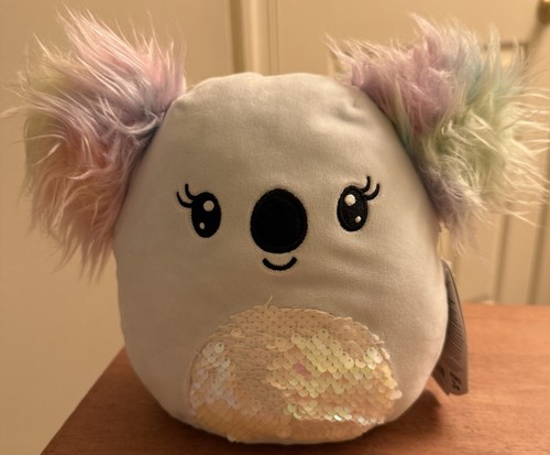 Squishmallow KYA Koala Fluffy Ears Sequin Belly Easter Rainbow Colors 8 ...