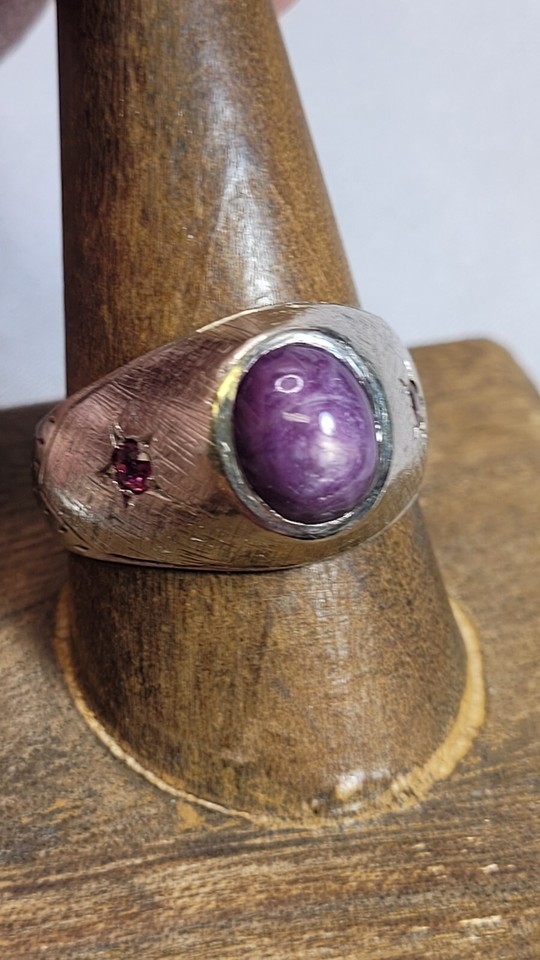 Mens 18K White Gold Star Ruby Ring Size 11 | eBay