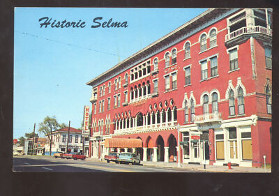 SELMA ALABAMA DOWNTOWN STREET SCENE HOTEL ALBERT VINTAGE POSTCARD OLD ...