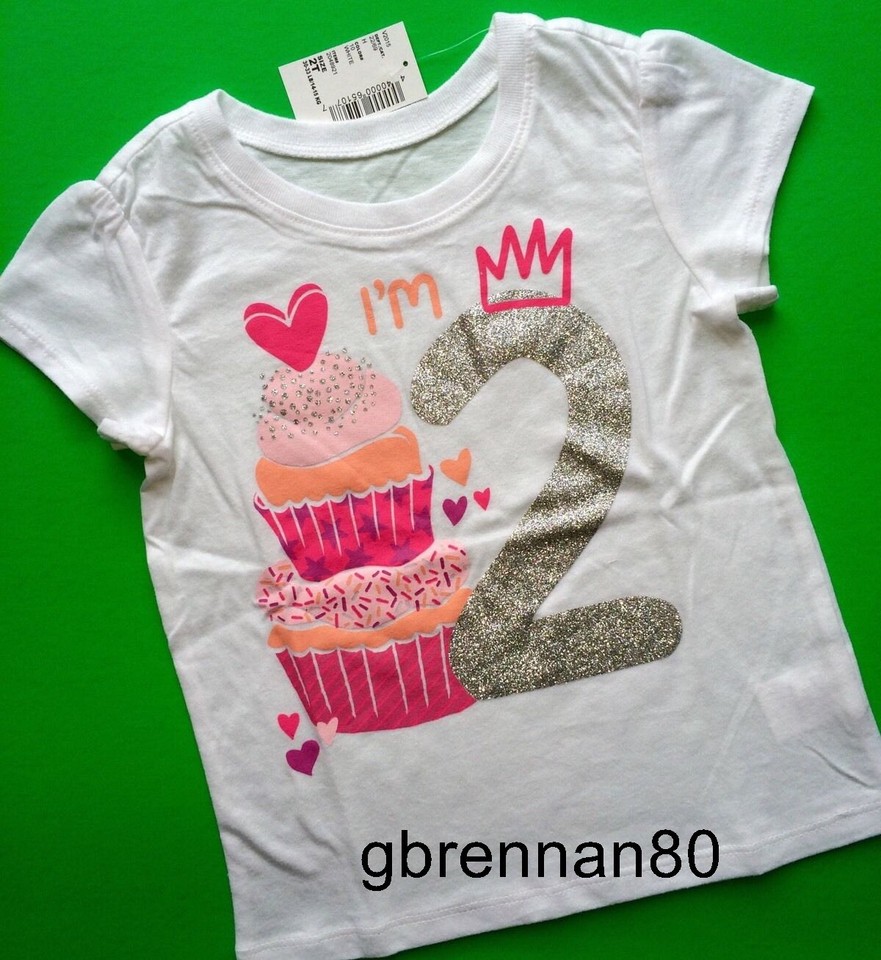 ~NEW~ 2nd BIRTHDAY 2 Year Baby Girls Cupcake PRINCESS Shirts 18-24 ...