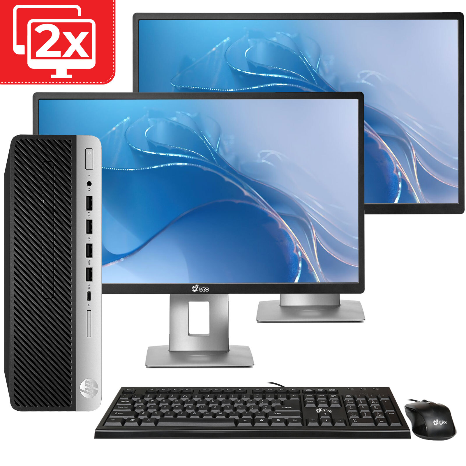 HP ProDesk SFF Desktop PC Intel i7-9th 64GB 2TB SSD+2TB HDD New 24" LED ...