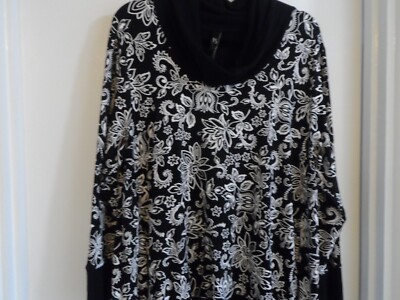 Taking shape black and white top with cowl neck size 16-18 | eBay UK