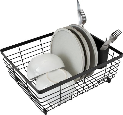 Black Chrome Dish Metal Drying Rack with Non-Slip Feet, | eBay