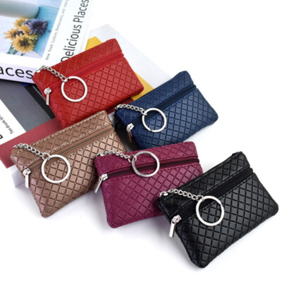 Men Women Leather Coin Purse Card Holder Wallet Clutch Zipper Small ...