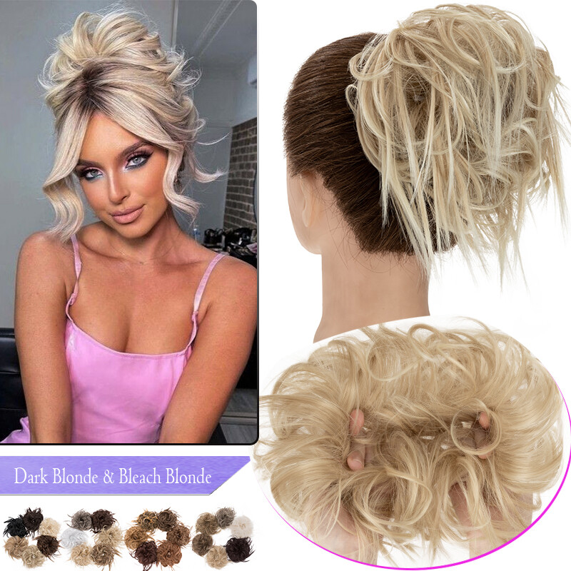 Large Messy Bun Scrunchie Hair Extensions Ponytail Blonde Hair piece As ...
