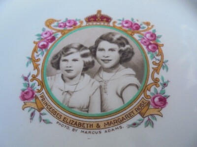 1930'S QUEEN ELIZABETH AND MARGRET SOUVENIR PLATE-MARCUS ADAMS PHOTO ...