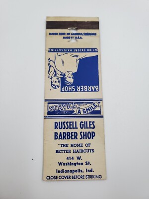 Russell Giles Barber Shop Indianapolis Indiana Matchbook Cover | eBay