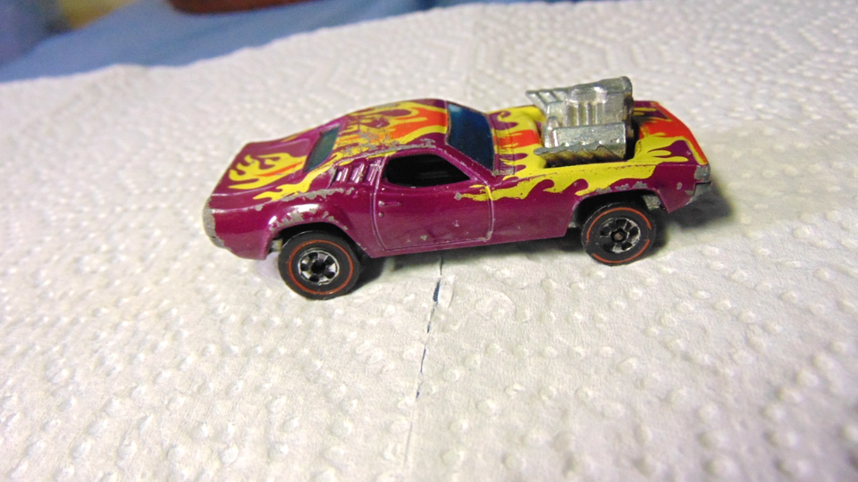 REDLINE Vtg 1970 Mattel Hot Wheels Rodger Dodger Purple Flame Dodge ...