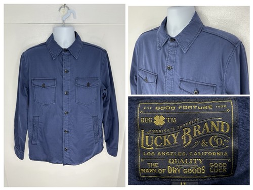 Lucky Brand Fleece Lined Shacket Size Medium Blue Shirt Jacket Gorpcore ...