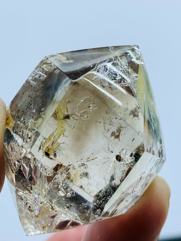 Natural 48MM Herkimer Diamond Enhydro Crystal Cluster Gem&moving water ...