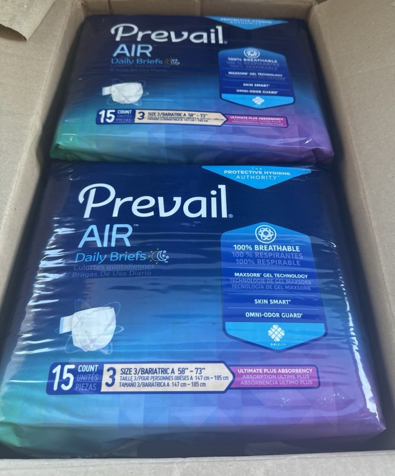 Prevail Air Daily Incontinence Briefs, Ultimate Absorbency, Size 3, 60 ...