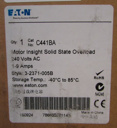 EATON CUTLER HAMMER C441BA 240VAC Motor Insight Solid State Overload ...