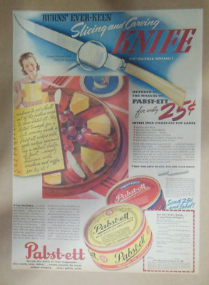 Pabst-ett Cheese Spread Ad: Free Slicing Knife ! from 1939 Size: 11 x ...