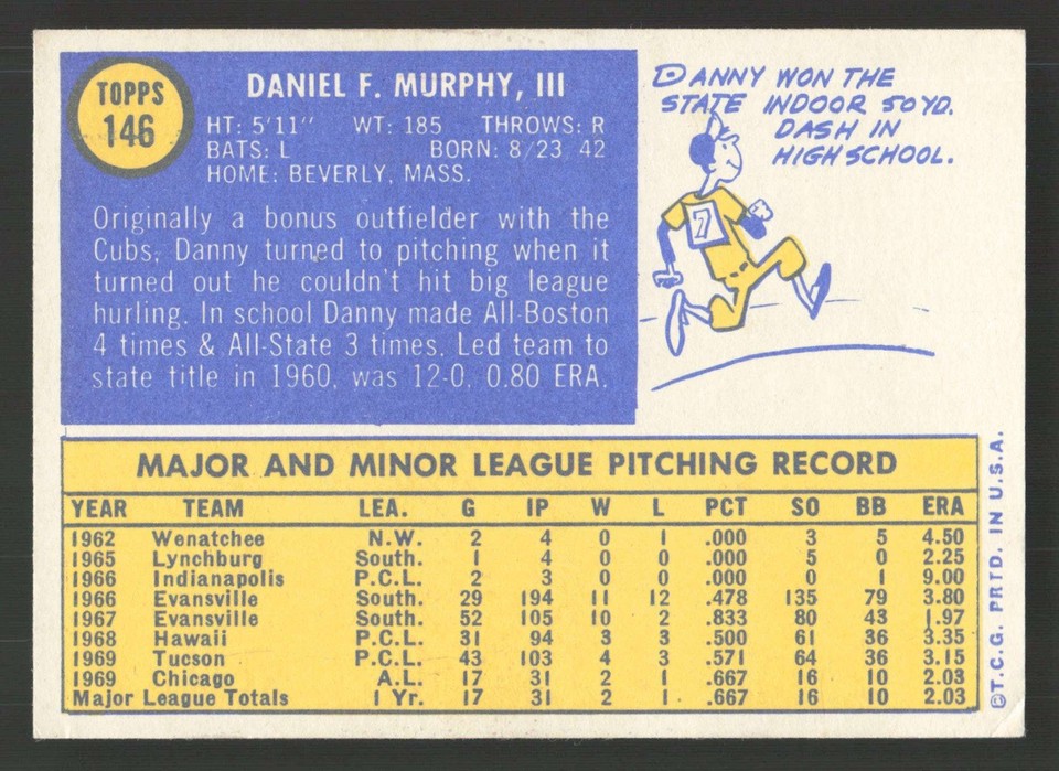 Danny Murphy 1970 Topps #146 Chicago White Sox VG-EX WR {0528 | eBay