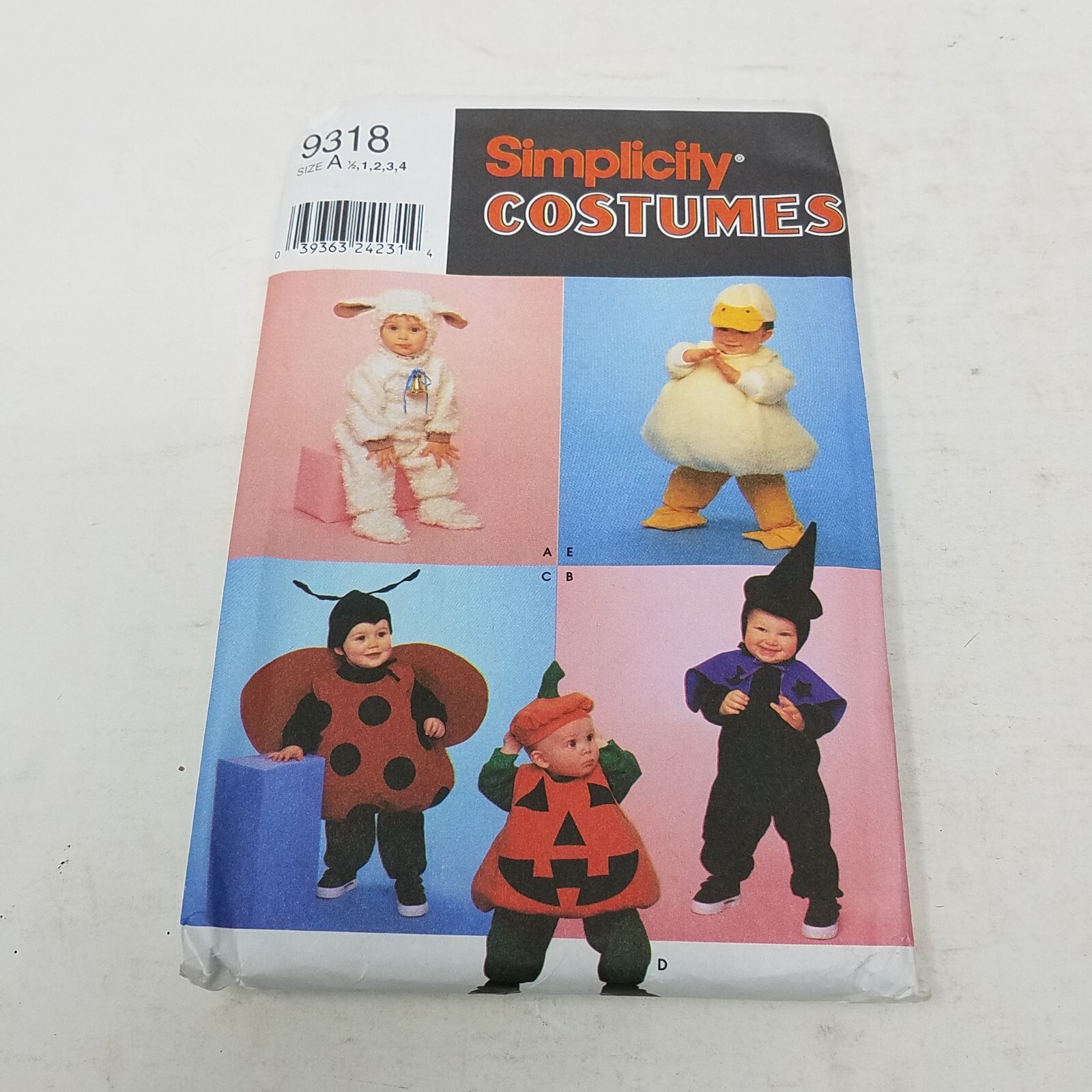 9318 UNCUT Simplicity SEWING Pattern Costume Ladybug Pumpkin Duck 6 Mos ...