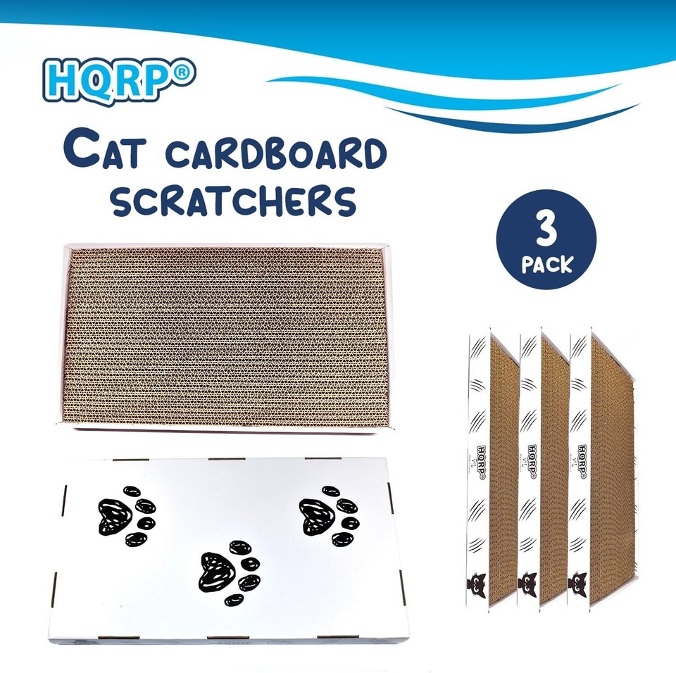 3-Pack Large Cat Scratcher Cardboard Scratcher Box Reversible Scratch ...