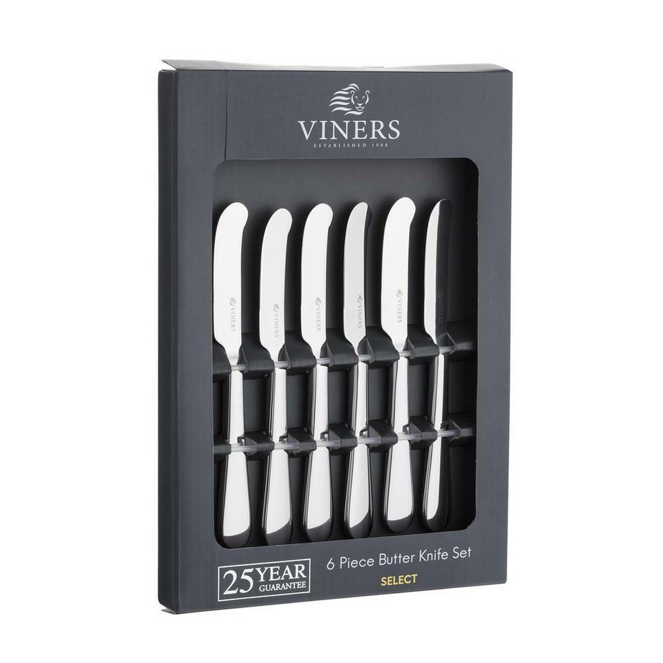 Viners Butter Knives Set of 6 Dinnerware Tableware Silver Mirror Finish ...