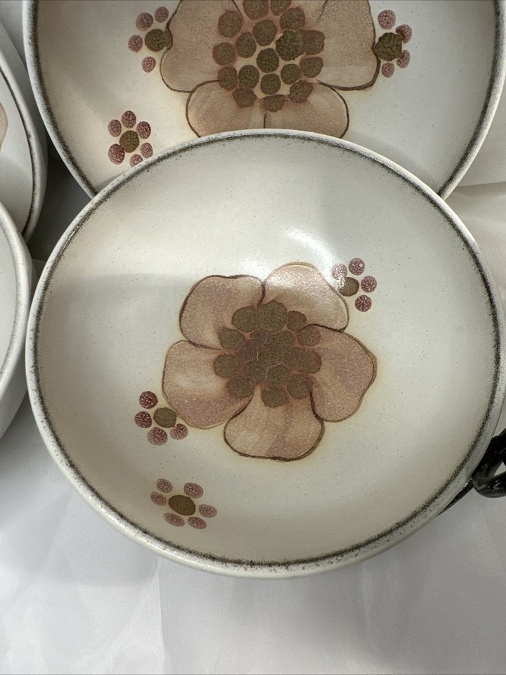 Denby England GYPSY Pink Floral Stoneware 6 3/4" Soup/Cereal Bowls (5 ...