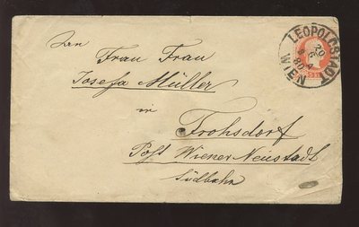 AUSTRIA 1880 STATIONERY ENVELOPE 5kr...LEOPOLDSTADT CLEAR CANCEL ...