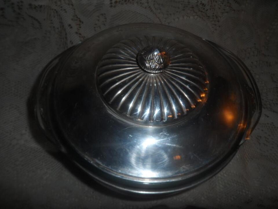 Vntg Ornate Pilgrim SilverPlate w/Glass Pyrex Chafing Dish Casserole ...
