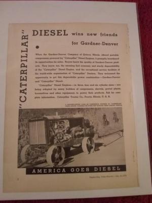 Vintage 1934 Caterpillar Diesel Engine Ad, Advertisement: In Gardner ...