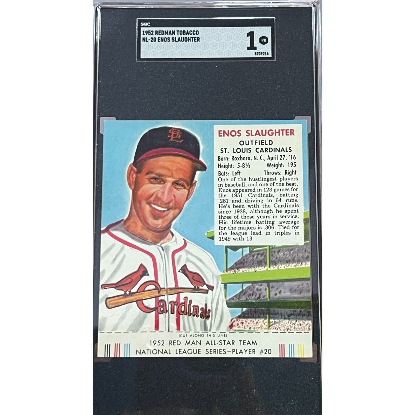 Vintage 1952 Redman Tobacco Enos Slaughter with tab SGC 1 | eBay