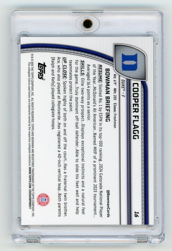 COOPER FLAGG 2024-25 Bowman University Chrome - #16 - Black Wave Refractor | eBay