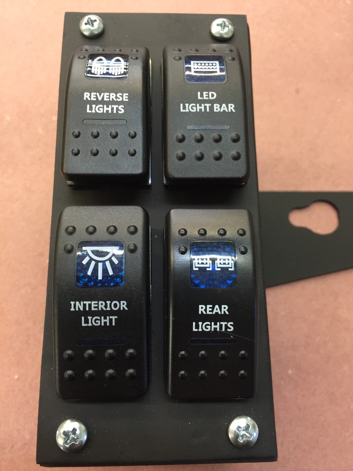 LIGHTED HUMVEE 4-GANG GREEN ROCKER SWITCH PANEL WITH 24V SWITCHES M998 ...