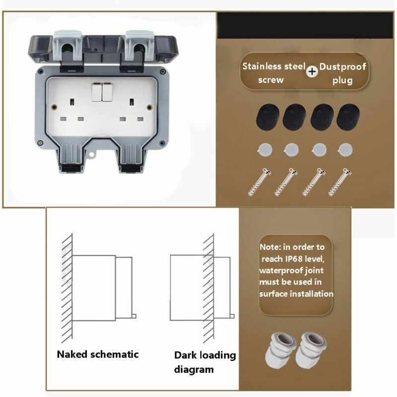 Waterproof Outdoor Double Pole Switched Socket Box Electrical External ...