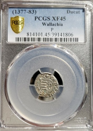 Radu I 1377-1383 AD P .AR Ducat .Wallachia . Vlad Grandfather. PCGS XF ...