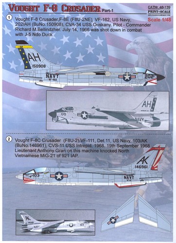 Print Scale Decals 1/48 VOUGHT F-8 CRUSADER U.S. Navy Jet Fighter | eBay