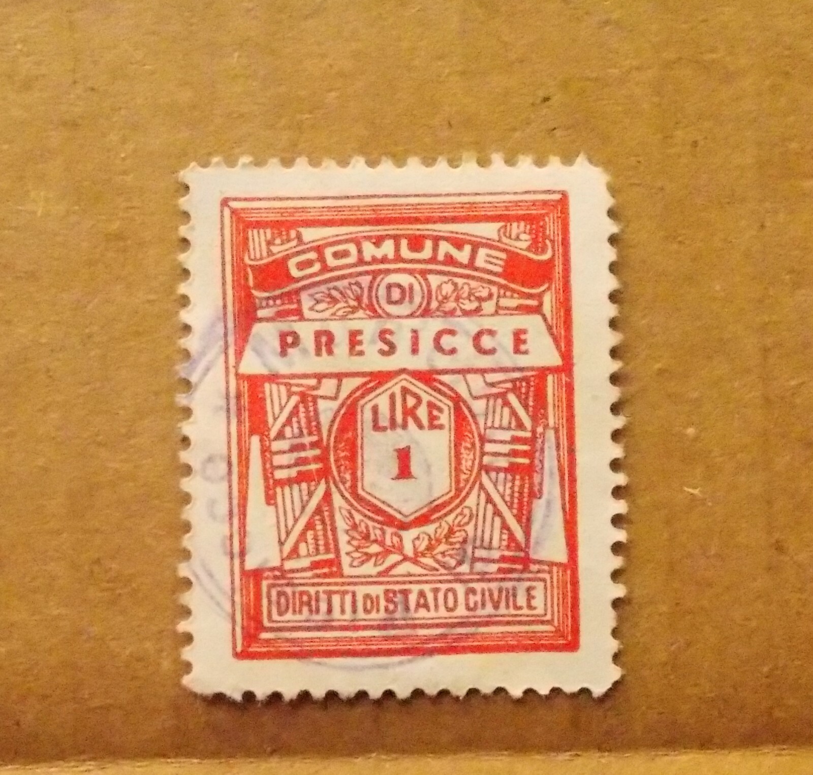 PUGLIA_SALENTO_LECCE_PRESICCE_VECCHIA MARCA DA BOLLO_FILATELIA_FASCIO ...