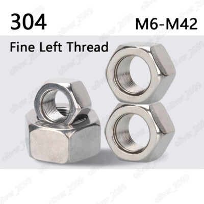 Left Hand Thread 304 Stainless Steel Hexagon Hex Nuts With Fine Thread ...
