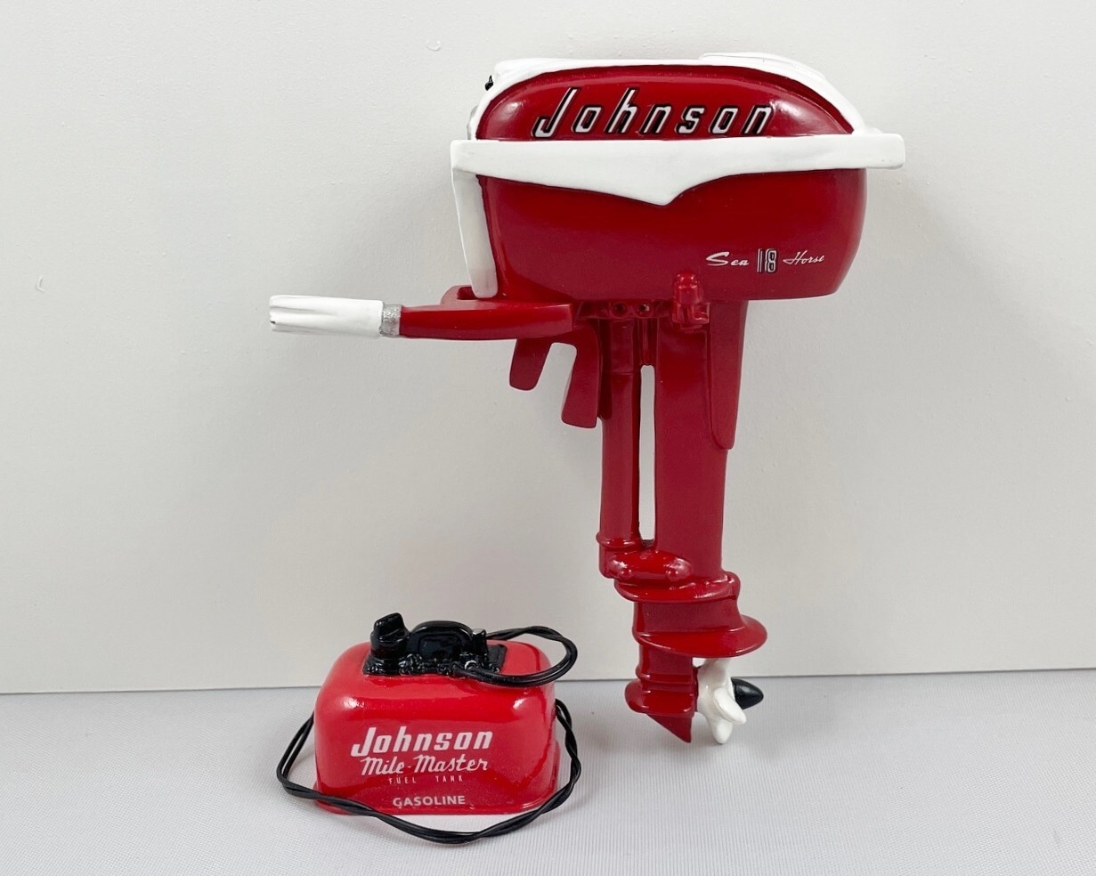 MINIATURE OUTBOARD MOTOR, RED 1957 JOHNSON 18 HP SEA HORSE WITH GAS ...