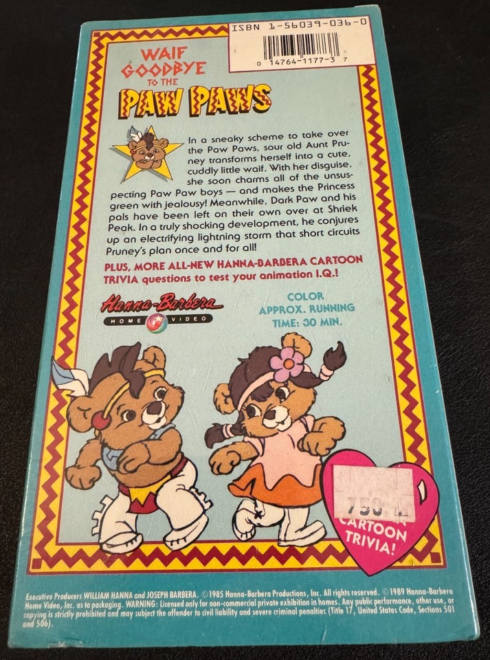Hanna-Barbera - Waif Goodbye to the Paw Paws (VHS, 1989) - RARE OOP ...