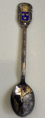 VINTAGE Sverige Stockholm Sweden Silver Souvenir Collectors Spoon 4in ...