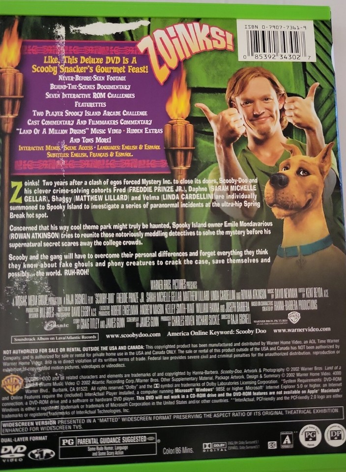 Scooby-Doo - The Movie (DVD, 2002, Widescreen) 85392343027| eBay