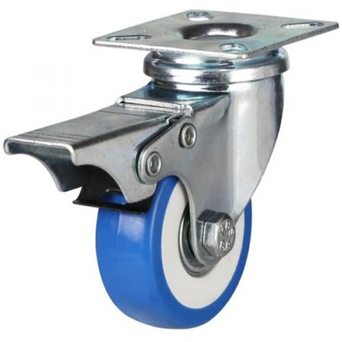 50mm castors Set heavy duty caster set braked and swivel blue Poly ...