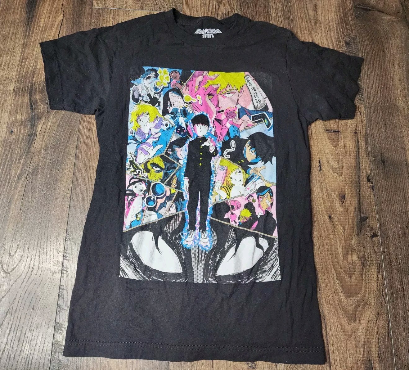 Mens S Mob Psycho 100 Anime T Shirt Black Crew Neck C… - Gem